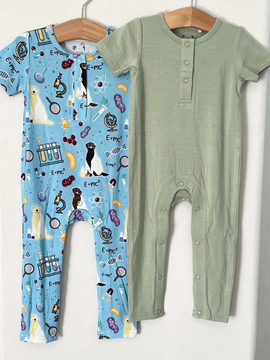 Science Labs Bamboo One Piece Snap Romper – Popoki Pajamas