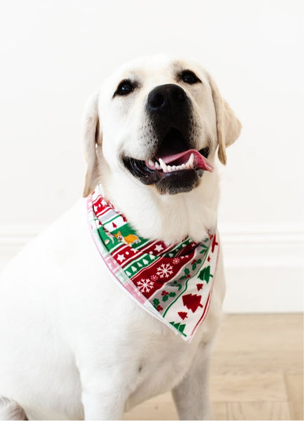 Christmas Tails Fair Isle Bamboo Viscose Dog Bandana Popoki Pajamas